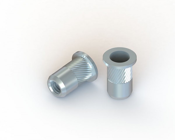 Open rivet nut flat head